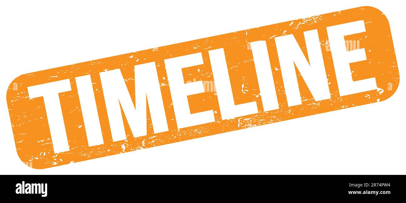 TIMELINE text written on orange grungy stamp sign Stock Photo - Alamy