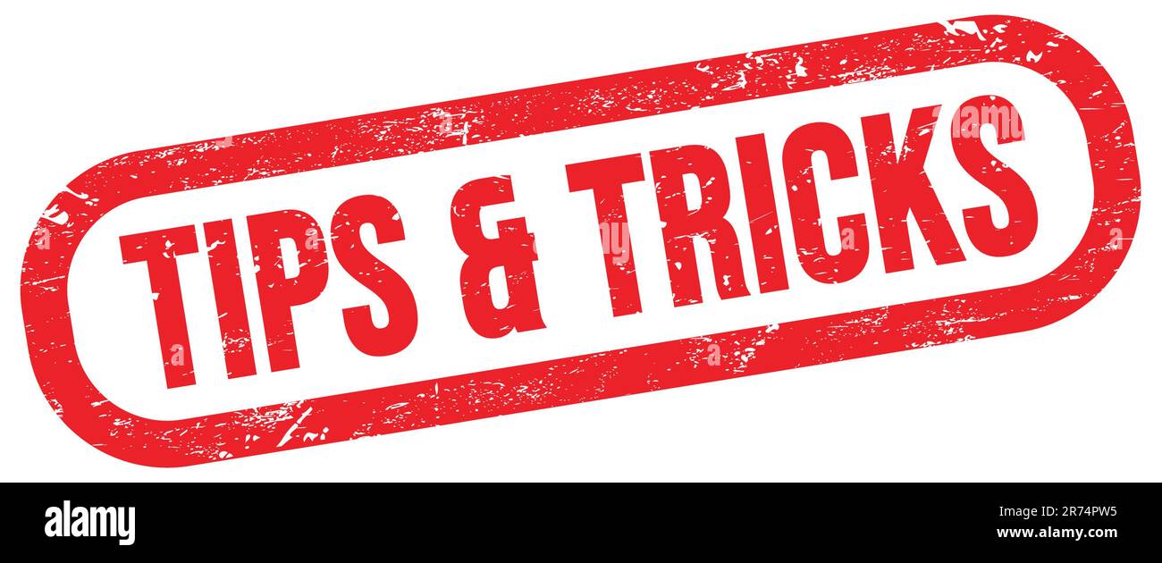 TIPS & TRICKS, text on red rectangle stamp sign Stock Photo - Alamy