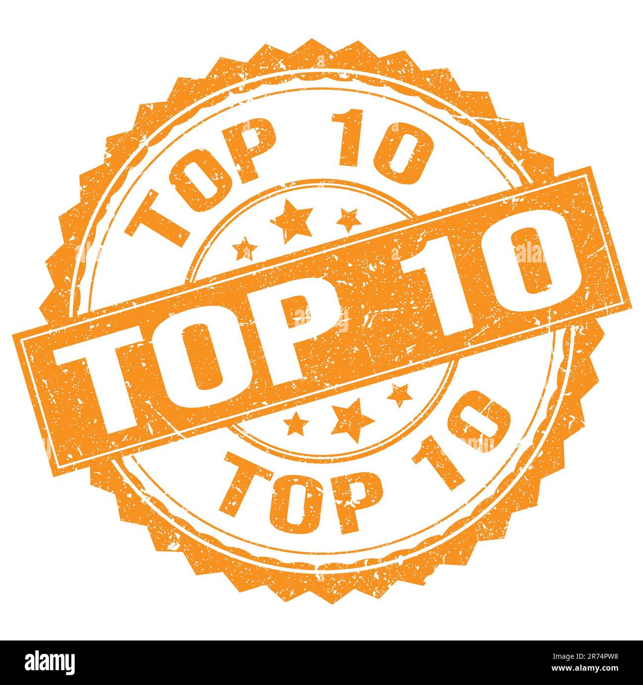 TOP 10 text written on orange round stamp sign Stock Photo - Alamy