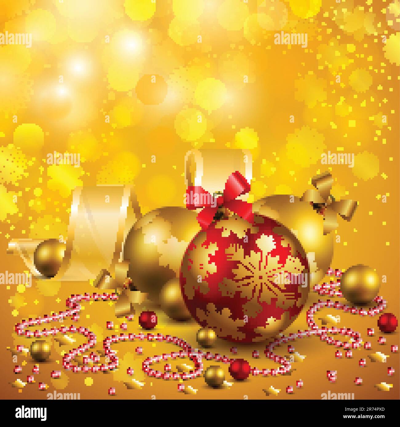 Red yellow christmas baubles Stock Vector Images - Alamy