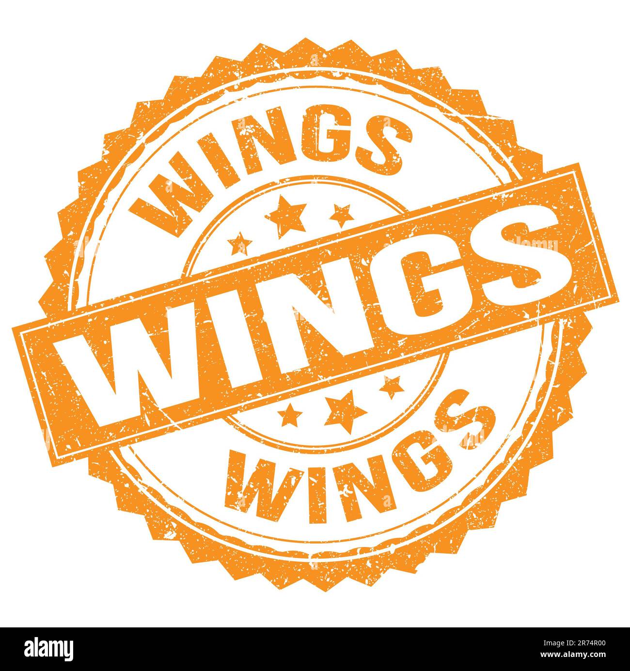 WINGS text written on orange round stamp sign Stock Photo - Alamy