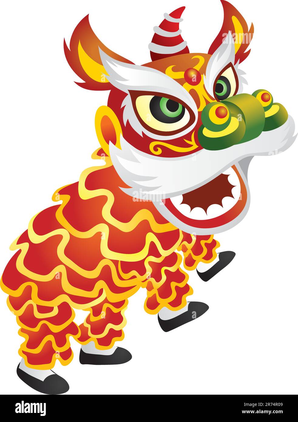 Traditional Chinese lion dance illustration Stock Vector Image & Art ...