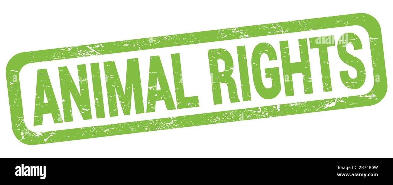 ANIMAL RIGHTS text written on green rectangle stamp sign Stock Photo ...