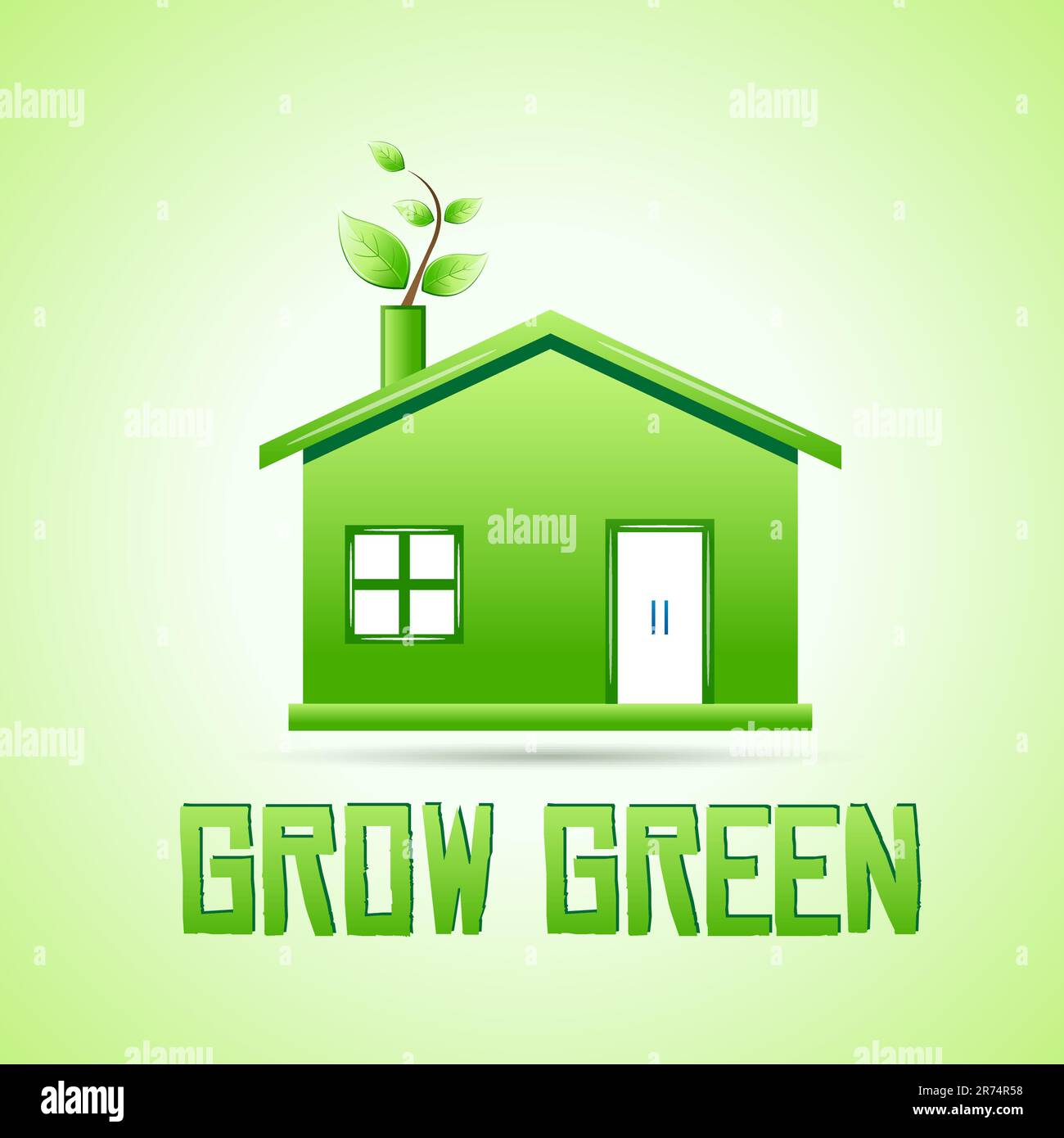 illustration of grow green with home and tree Stock Vector Image & Art ...