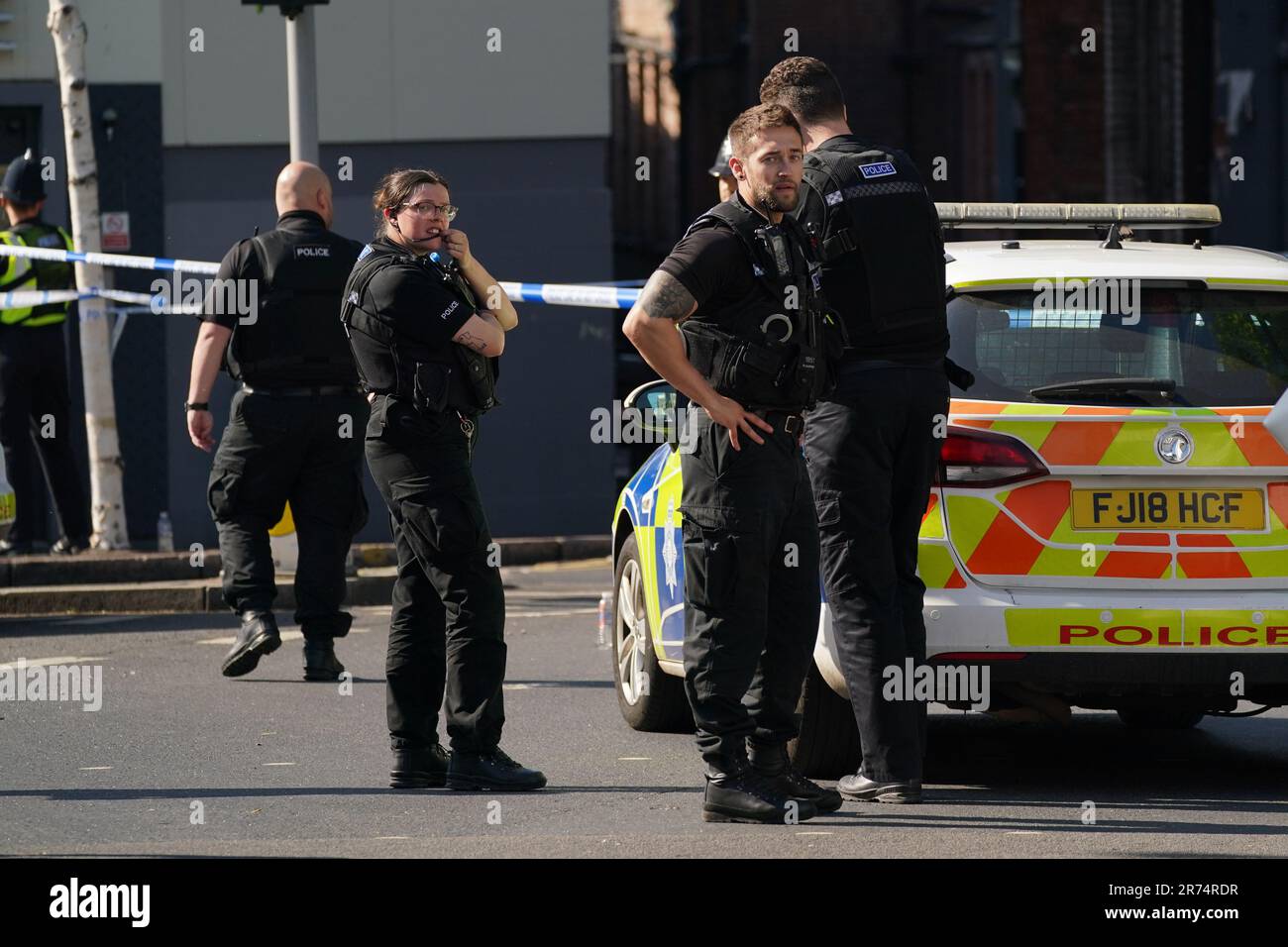 Police officers in Nottingham city centre, as police have put in place ...