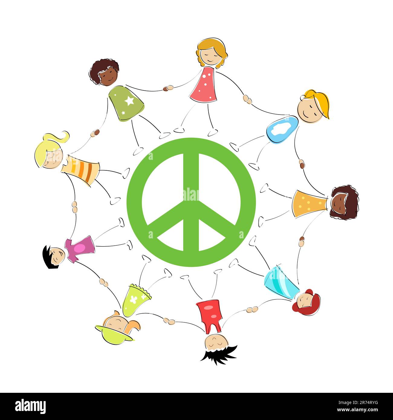illustration of peace sign with kids on white background Stock Vector ...