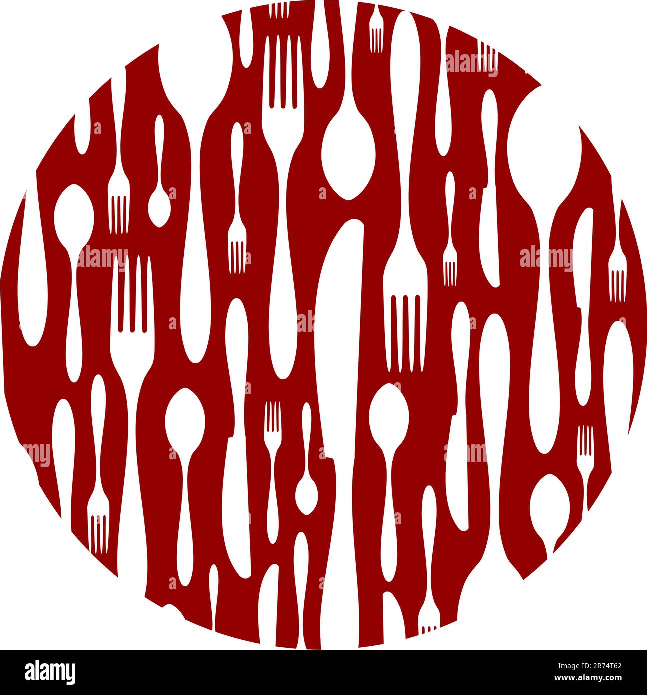 Spoon, knife and fork rounded pattern. Food, restaurant, menu design ...