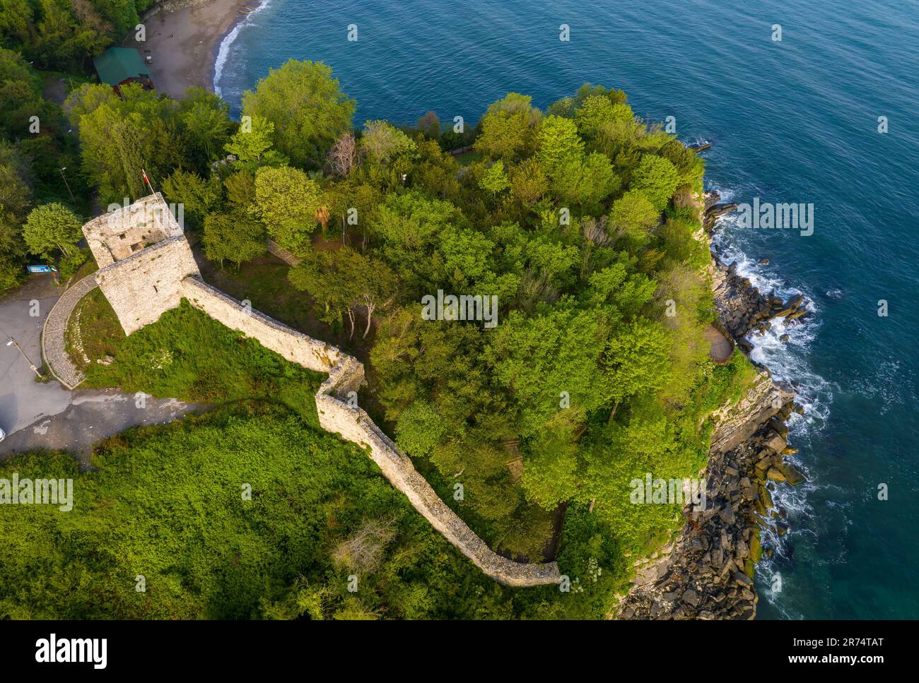 The Ceneviz Castle was built on a cliff located between two bays, 2.5 ...