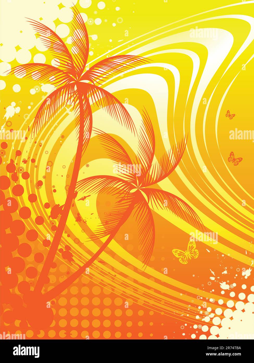 Surfing waves, tropical beach and palm trees Stock Vector Image & Art ...