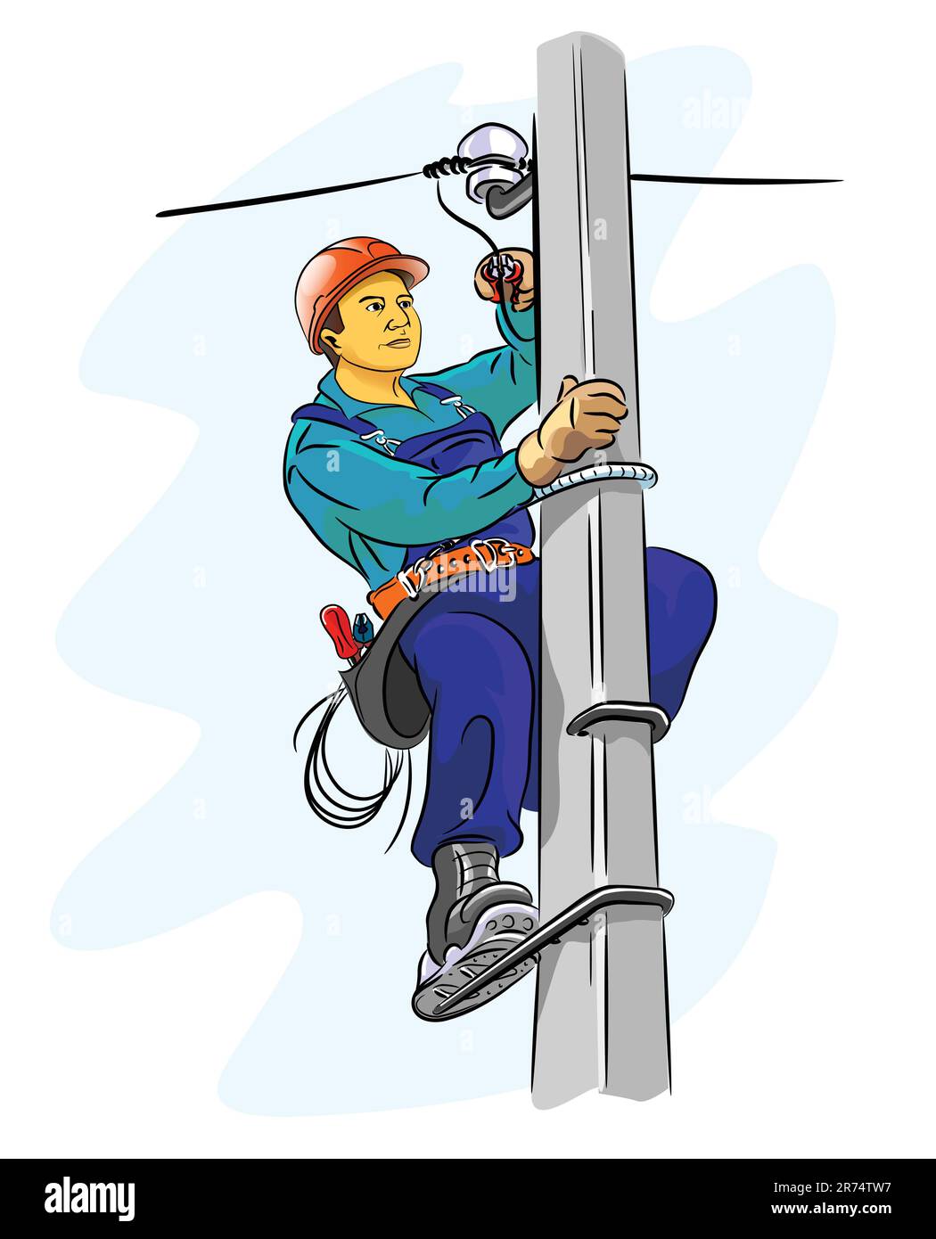 Electrician on a pylon - vector illustration Stock Vector Image & Art ...