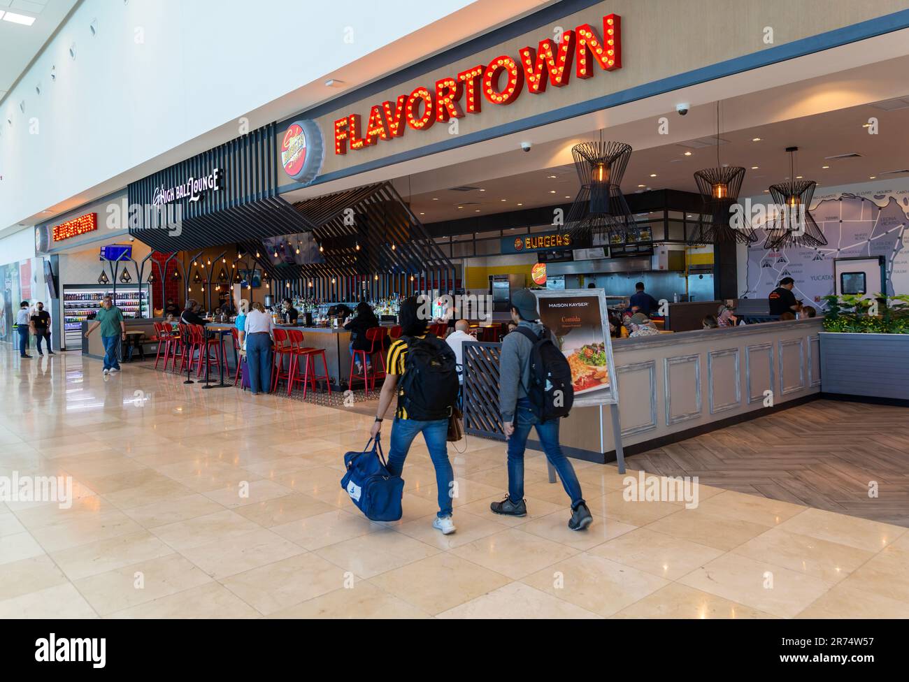 Flavortown cafe restaurant bar, departure lounge area inside airport at ...