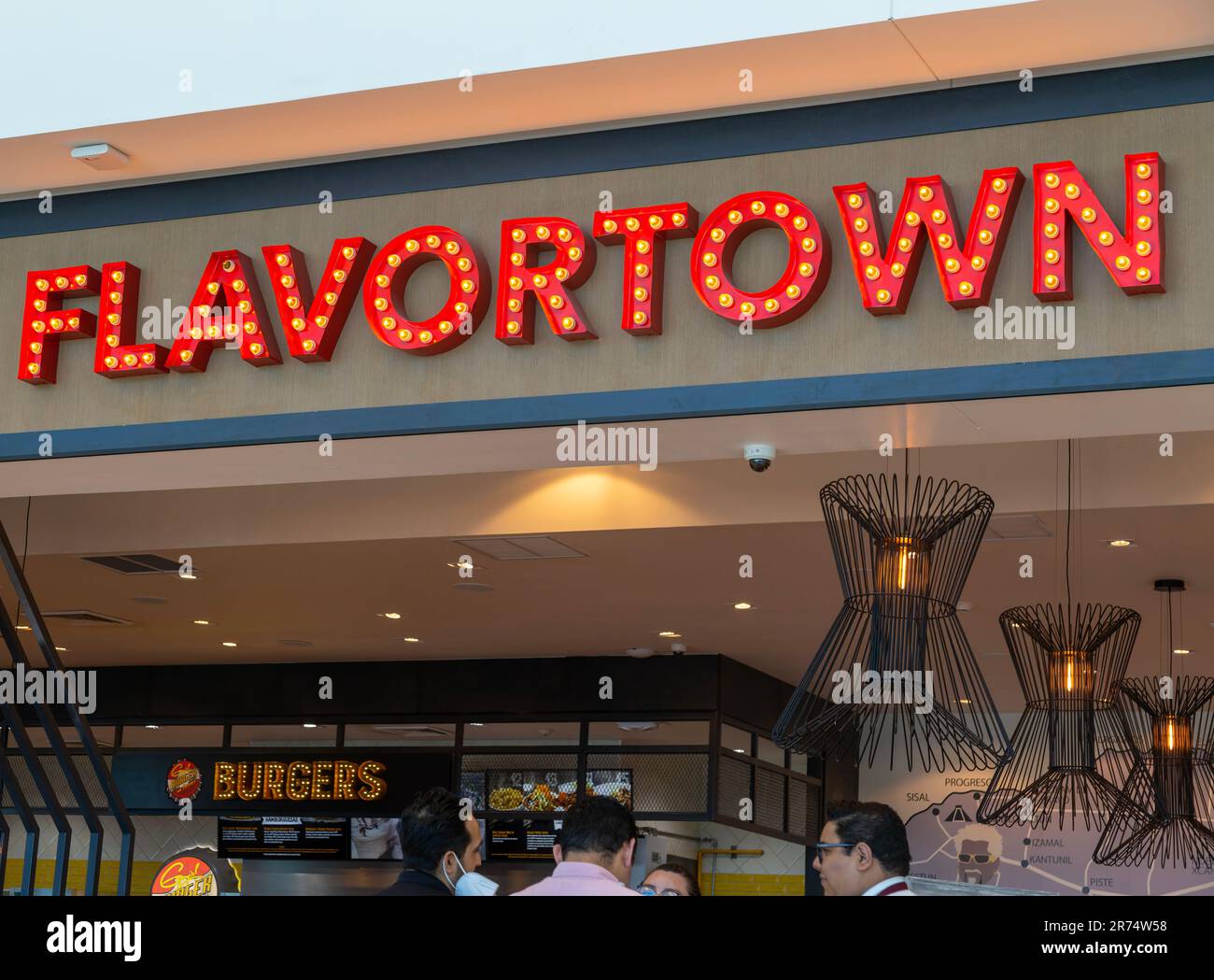 Flavortown cafe restaurant bar, departure lounge area inside airport at ...
