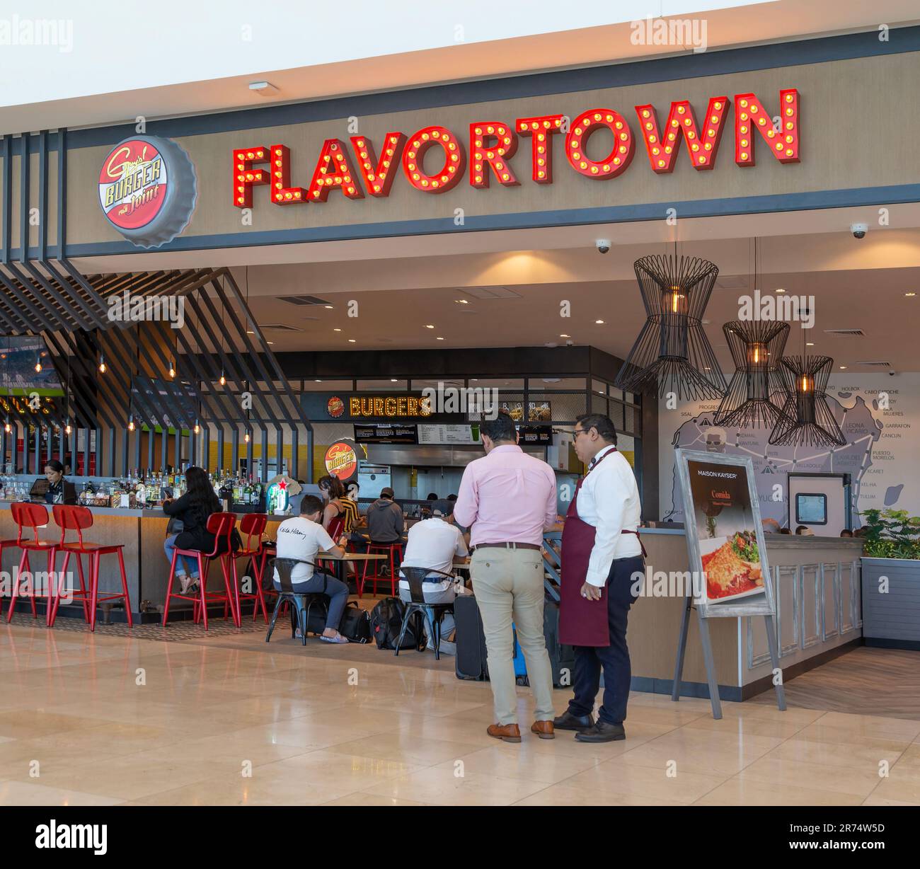 Flavortown cafe restaurant bar, departure lounge area inside airport at ...