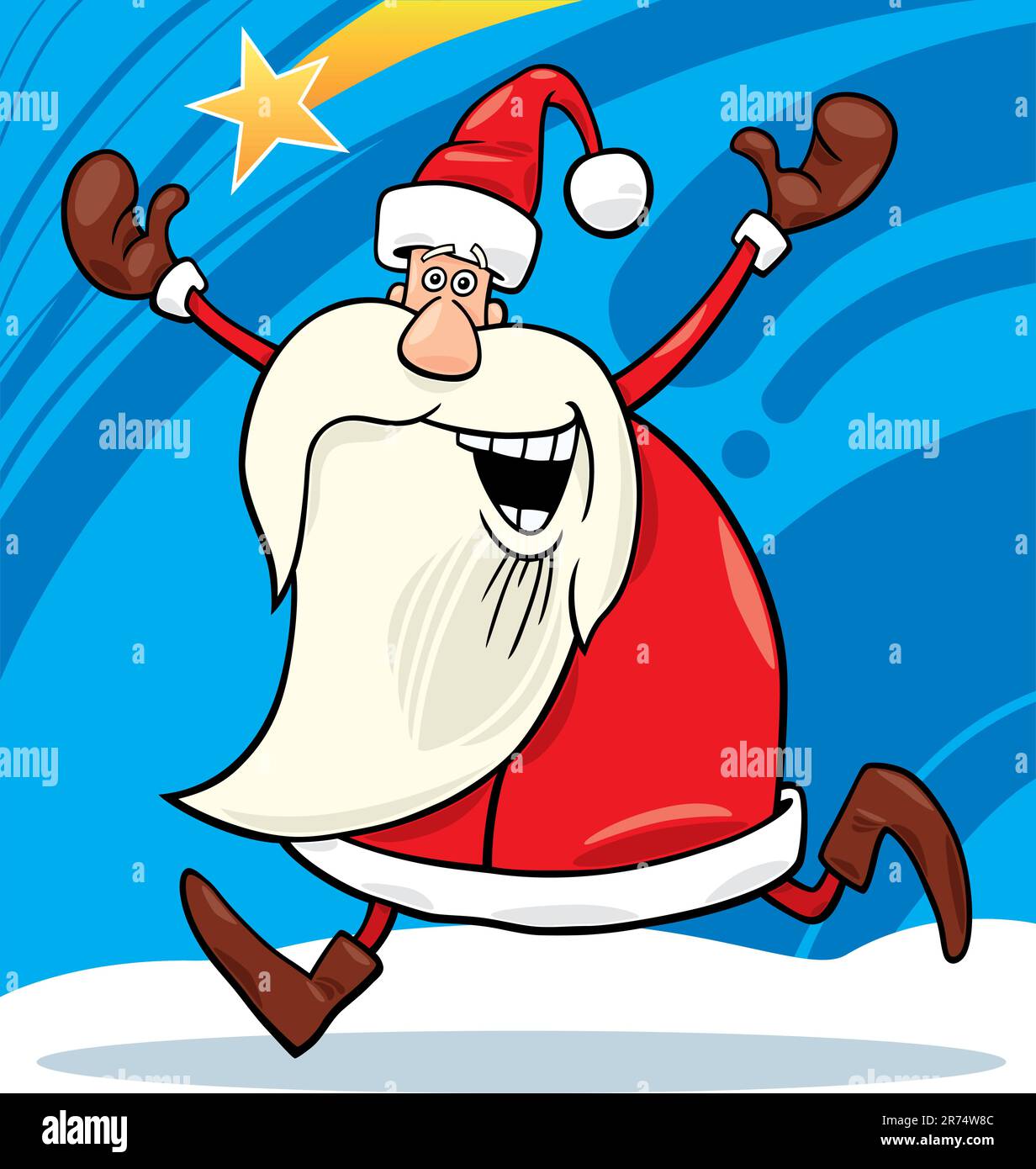 cartoon illustration of happy running santa Stock Vector Image & Art ...