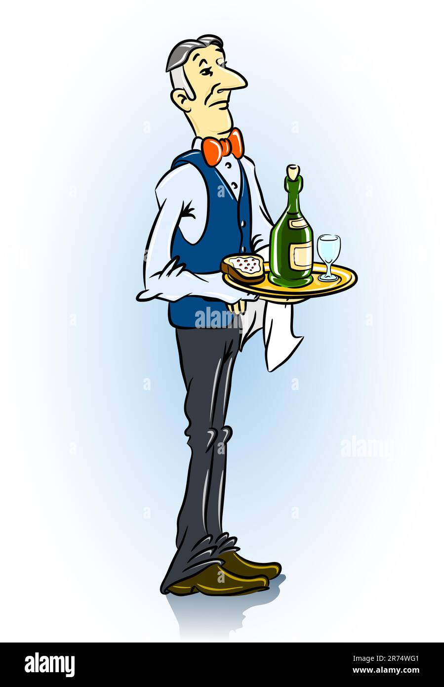 solid waiter in restaurant with food vector illustration Stock Vector ...