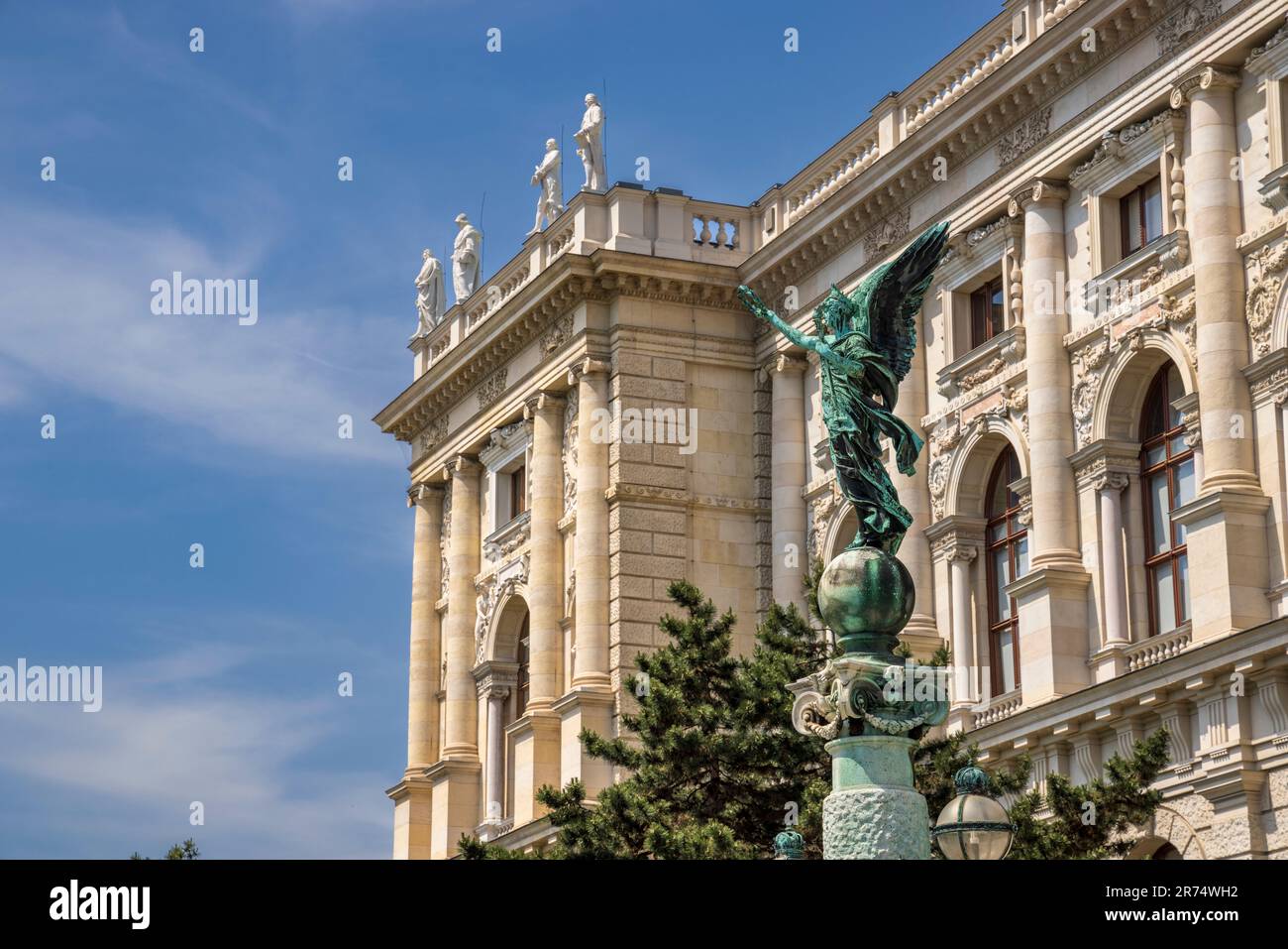 A statue of an Angel holding a wreath outside the Natural History ...