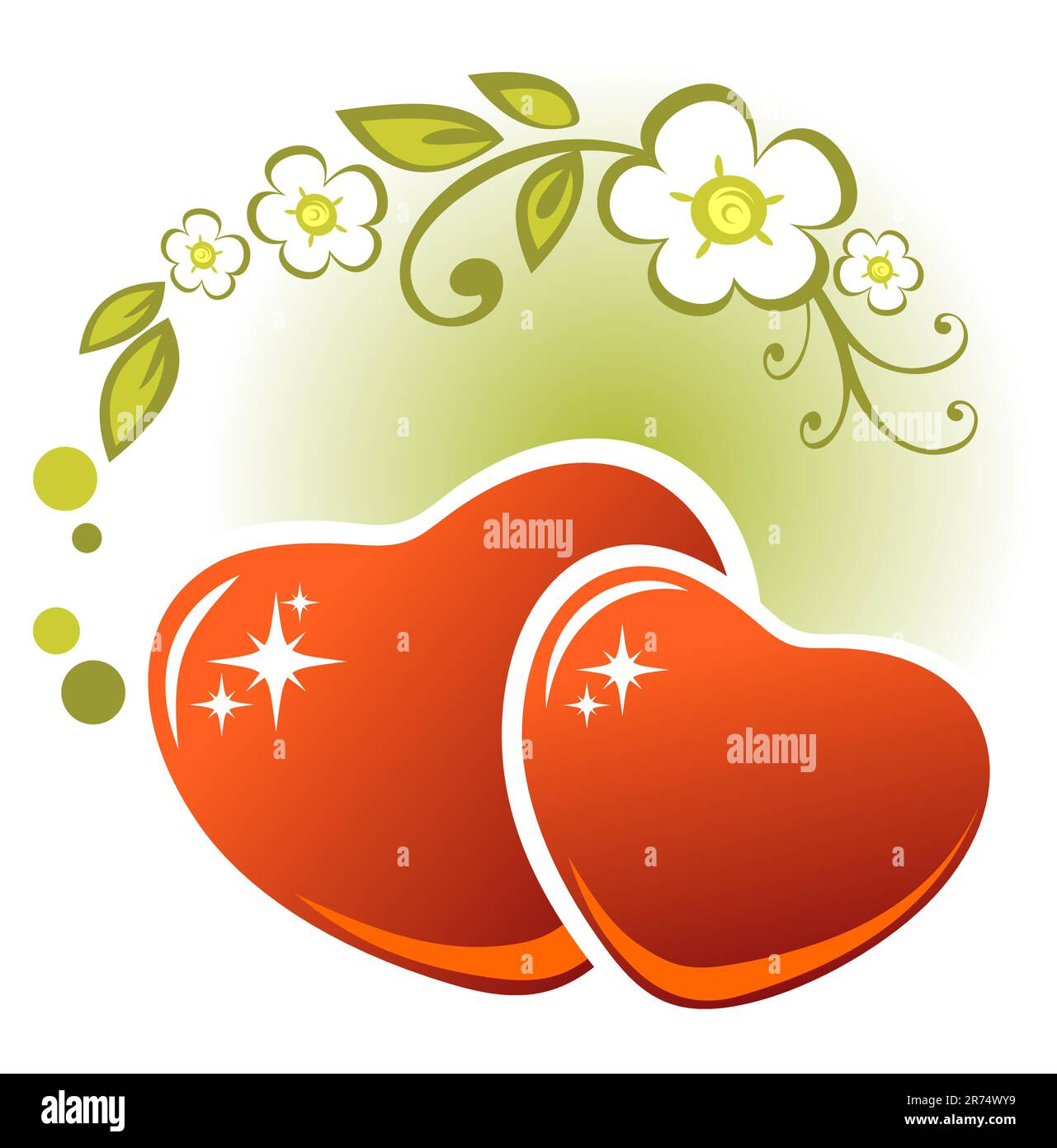 Illustration, two hearts, flowers hi-res stock photography and images ...