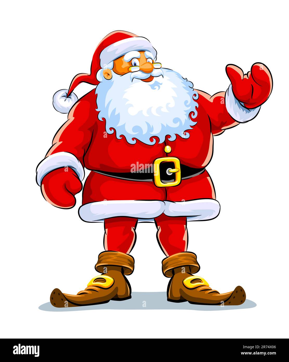 hristmas santa claus stand with lift hand vector illustration isolated ...