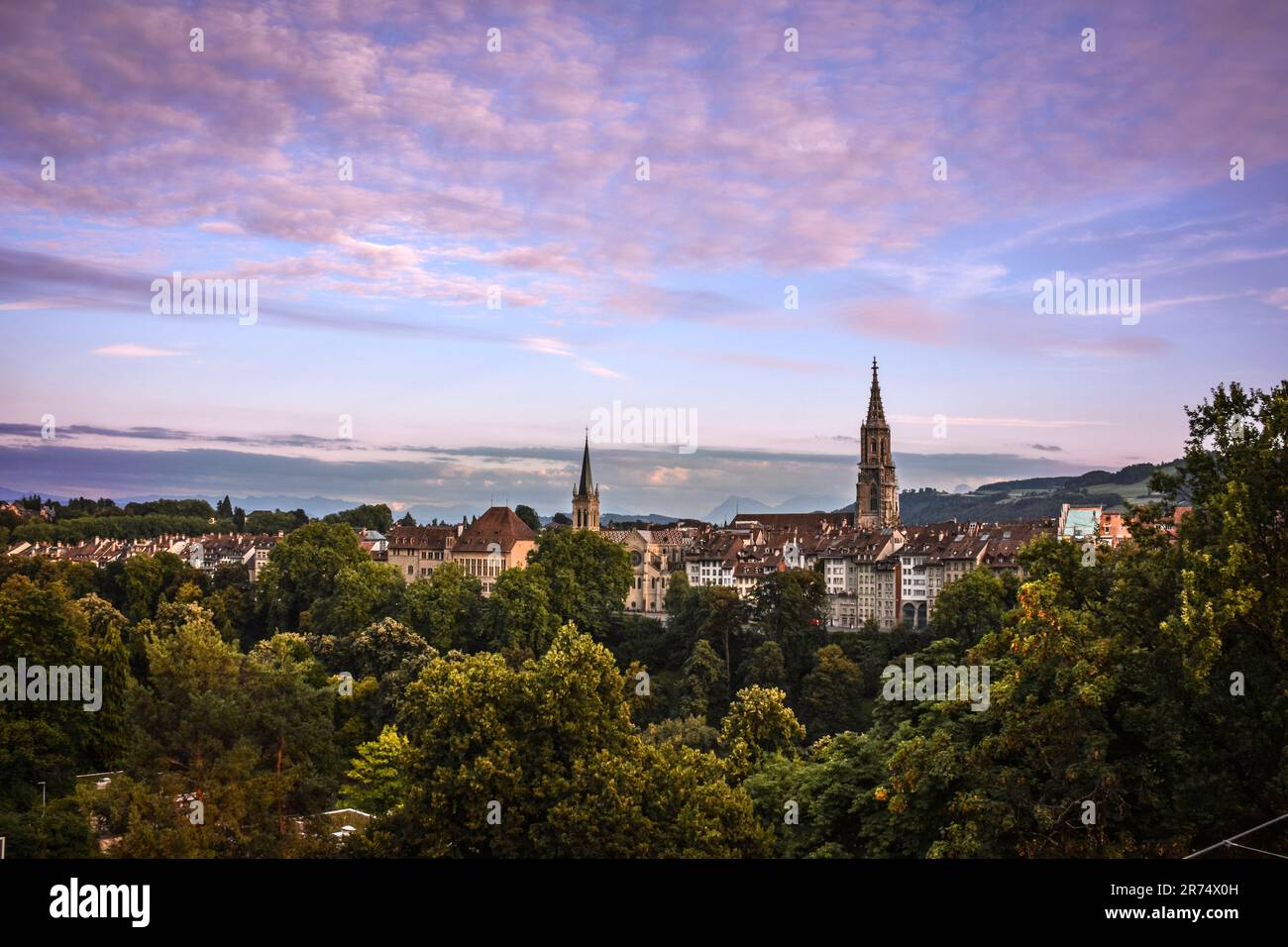 Bern Old Town Skyline at Sunset - Switzerland Stock Photo - Alamy