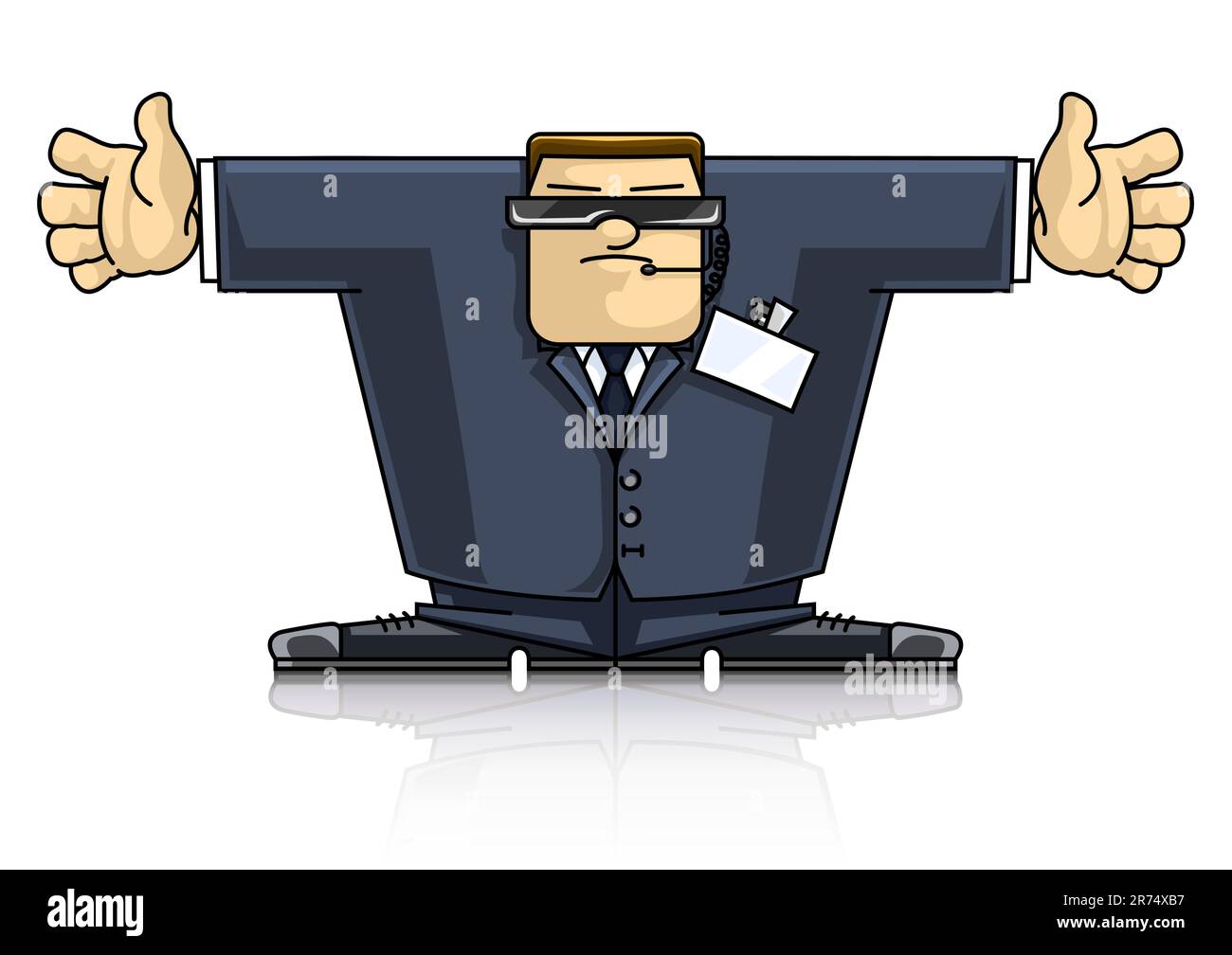 security man in suit and goggles vector illustration isolated on white ...