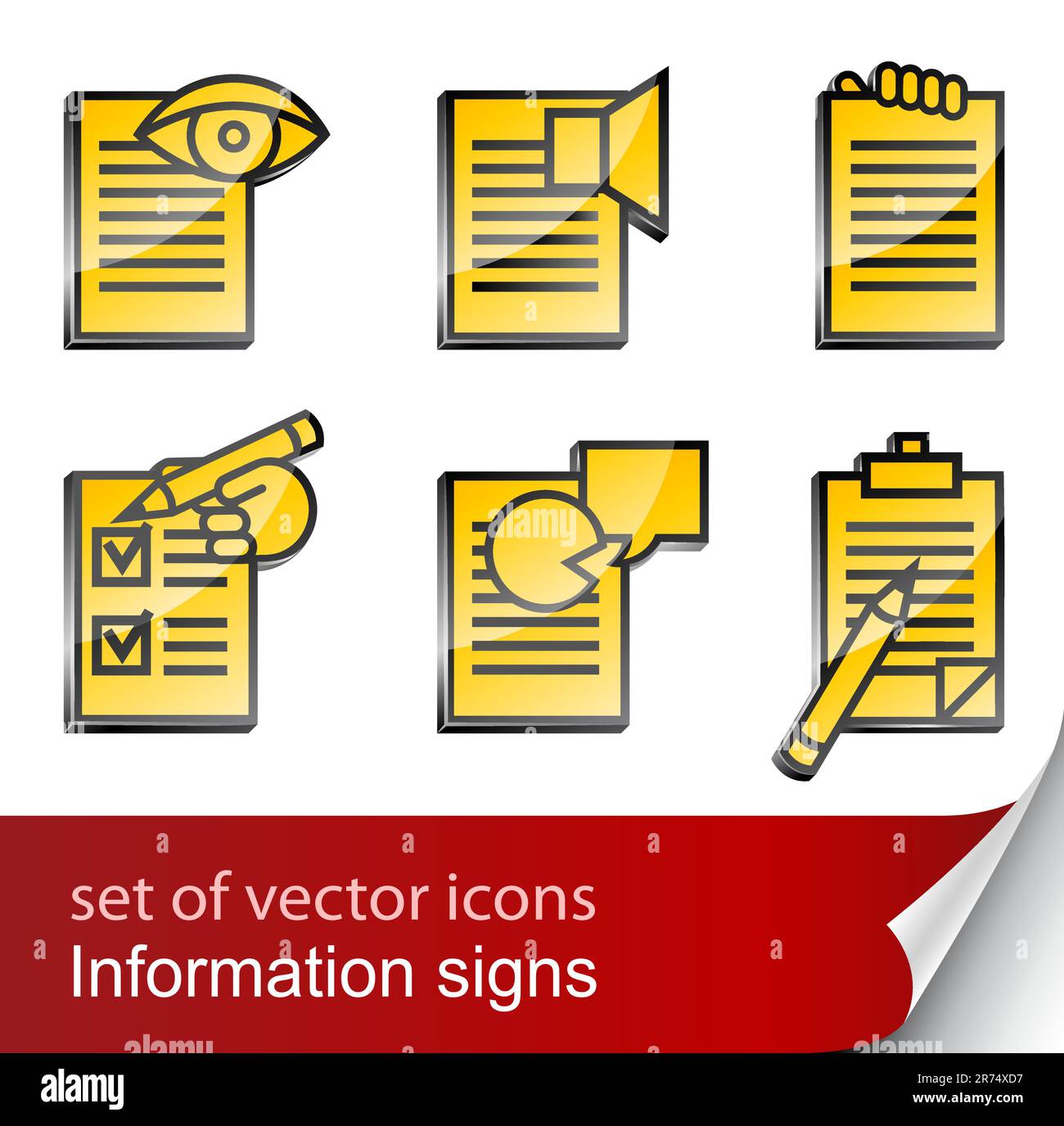 set informational sign icon vector illustration isolated on white ...