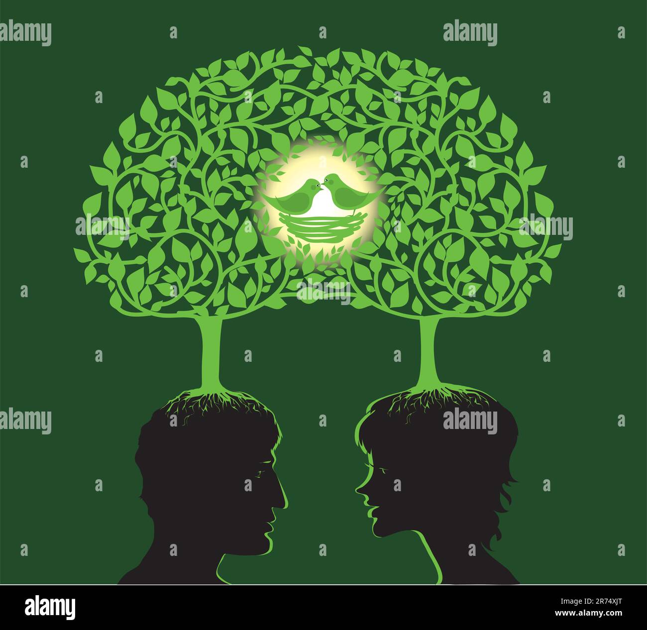 Vector illustration of two people dreaming about family Stock Vector ...