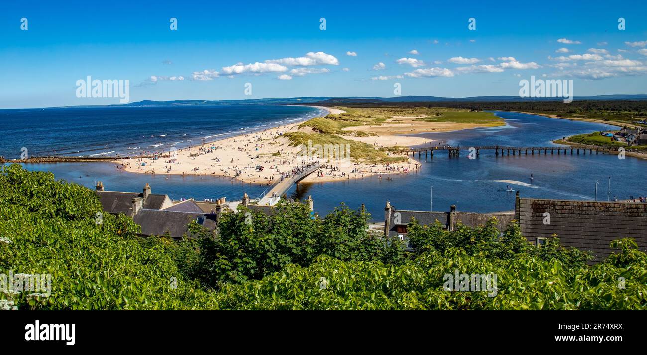 A scenic beach from a vantage point atop a hill, featuring the pristine ...