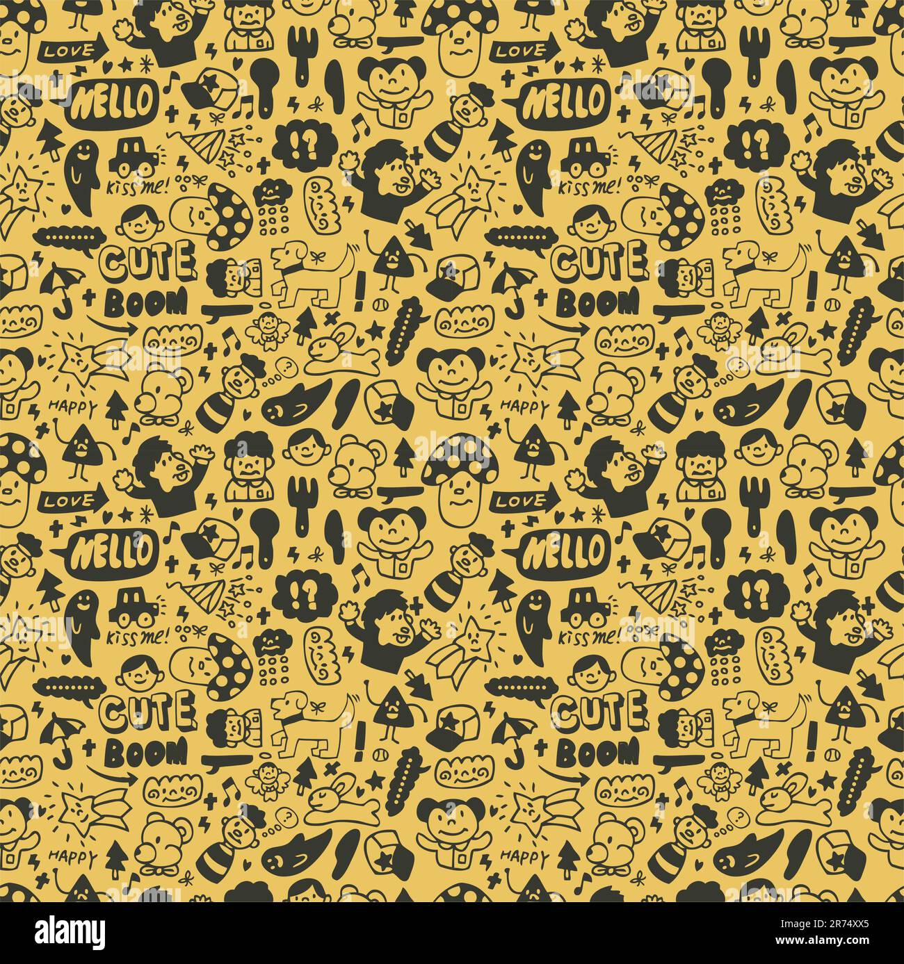 cute cartoon seamless pattern,vector illustration Stock Vector Image ...