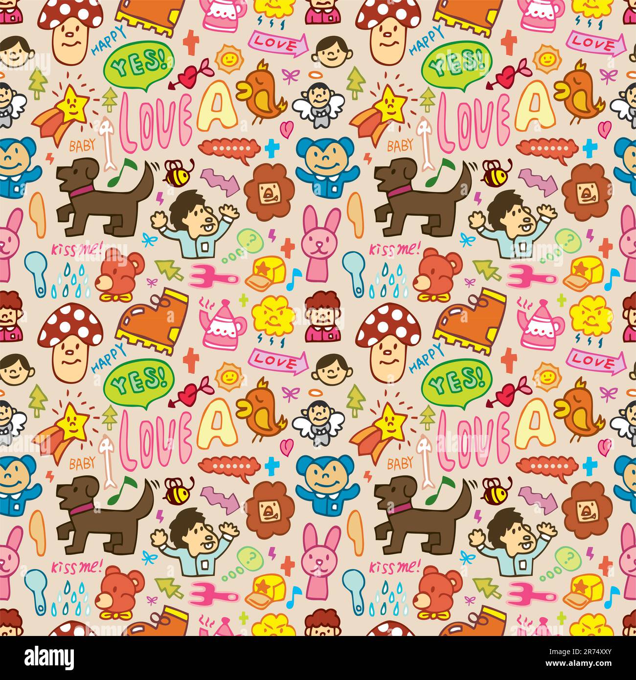cute cartoon seamless pattern,vector illustration Stock Vector Image ...