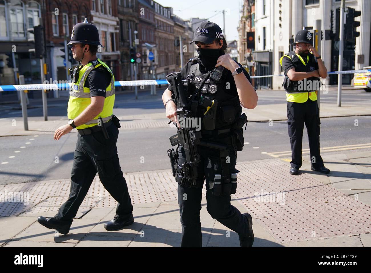 Police officers in Nottingham city centre, as a 31-year-old man has ...