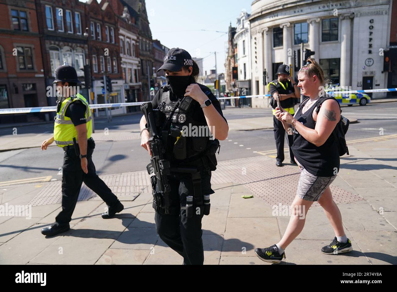 Police officers in Nottingham city centre, as a 31-year-old man has ...