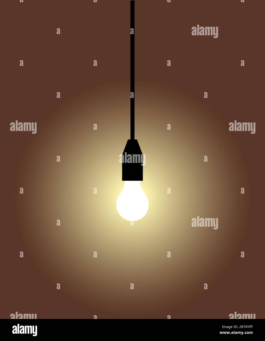 white light bulb on brown background. Concepts of light, idea ...