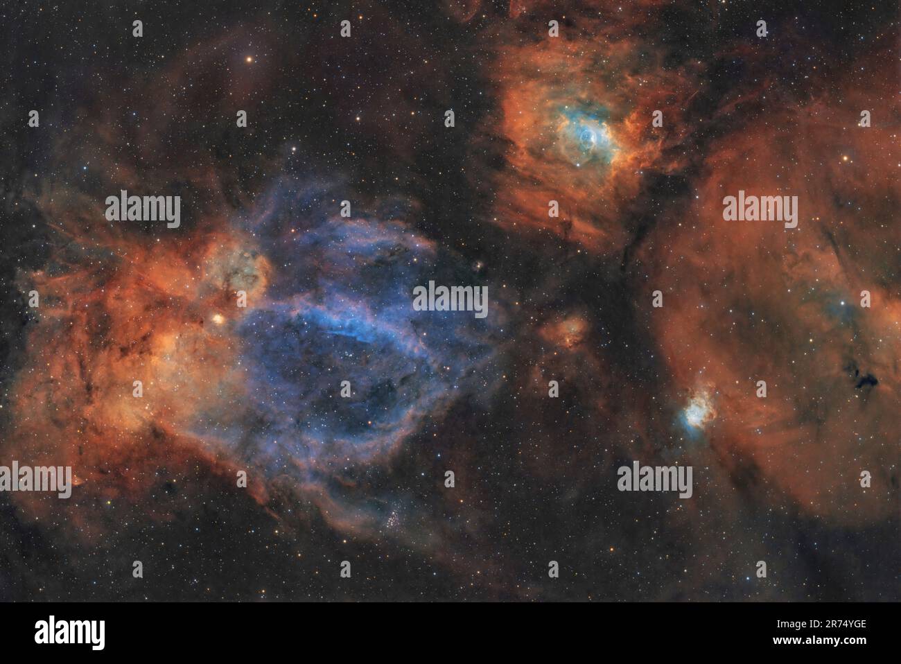 The lobster claw Nebula together with the bubble Nebula Stock Photo - Alamy
