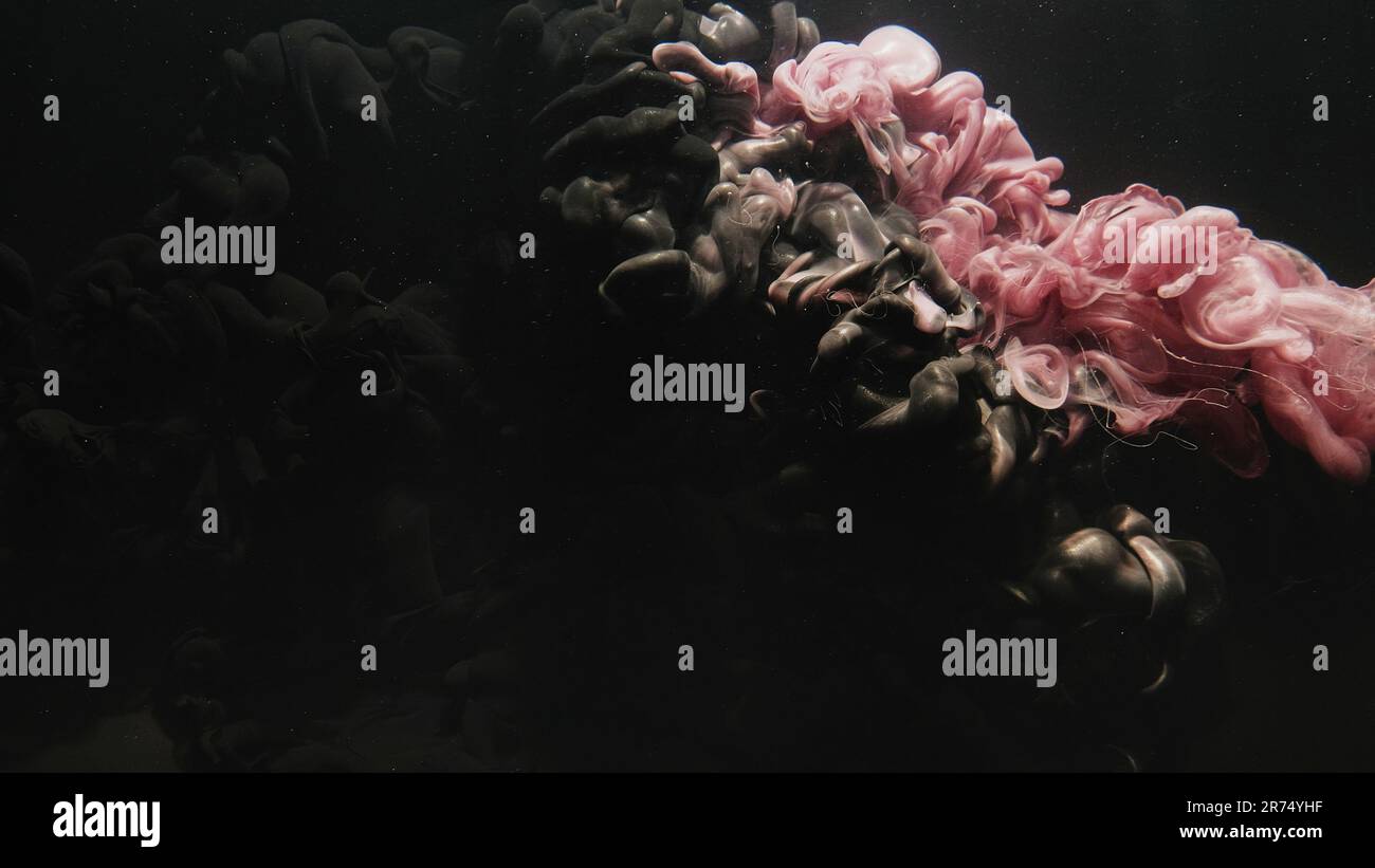 Paint water shot smog cloud pink black fume dark Stock Photo - Alamy
