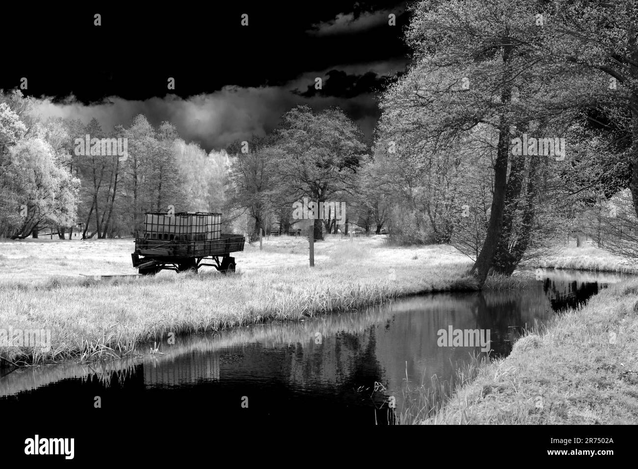 Trailer in the water Black and White Stock Photos & Images - Alamy