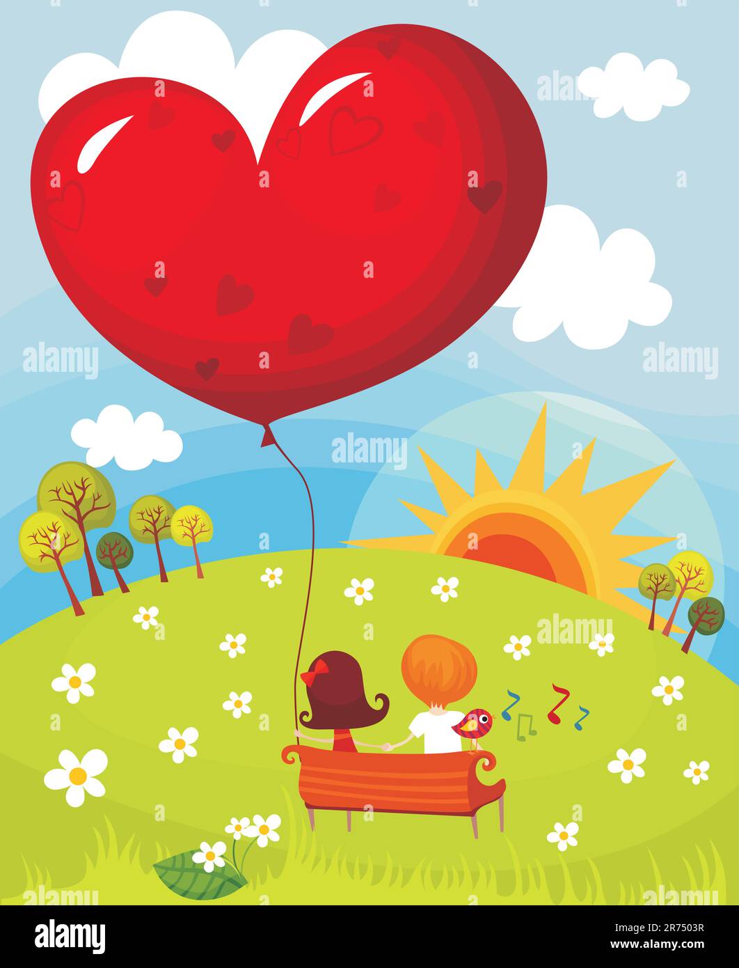 vector illustration of a cute valentine card Stock Vector Image & Art ...