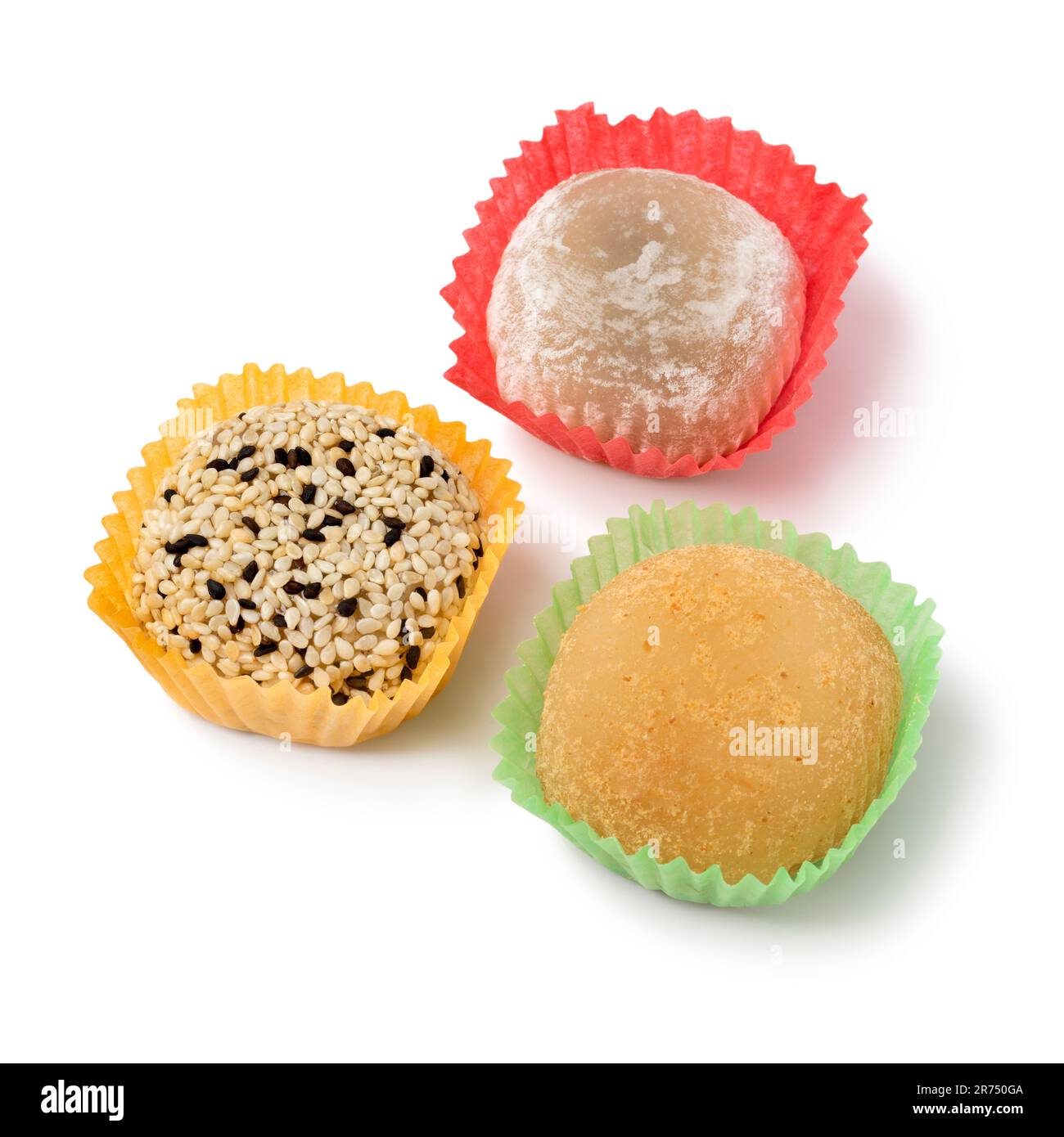 Variation of Japanese Mochin close up isolated on white background ...