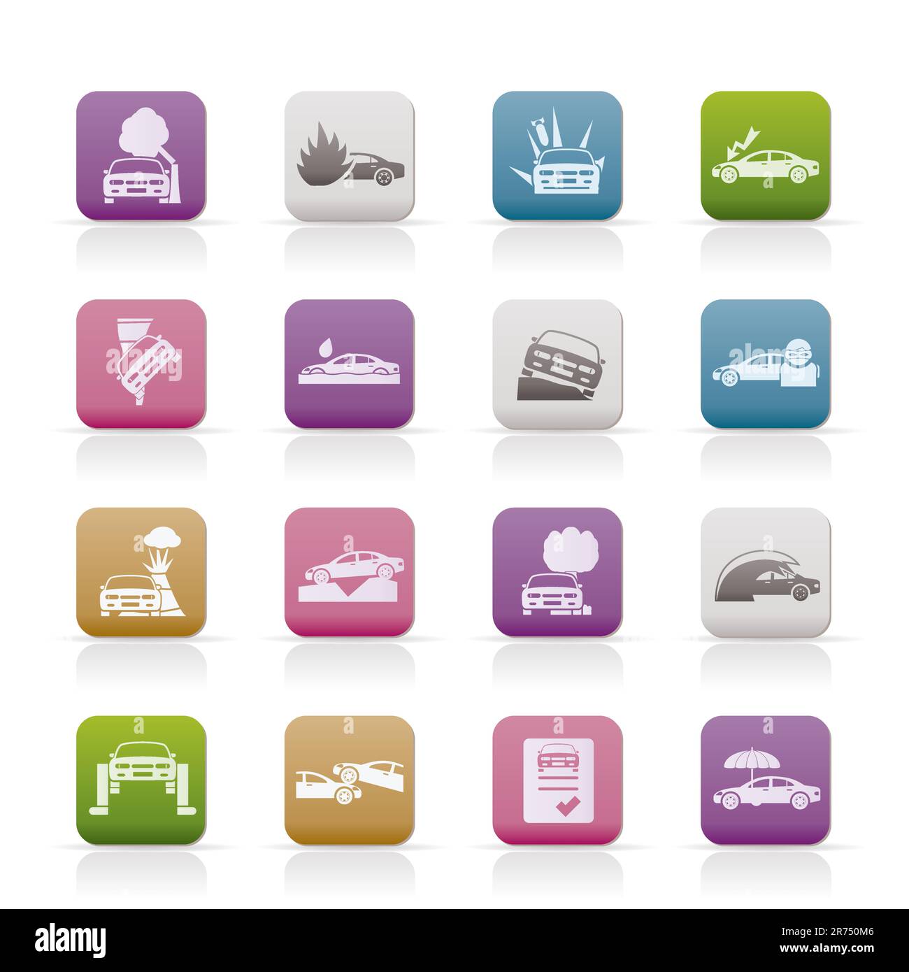 car and transportation insurance and risk icons - vector icon set Stock ...