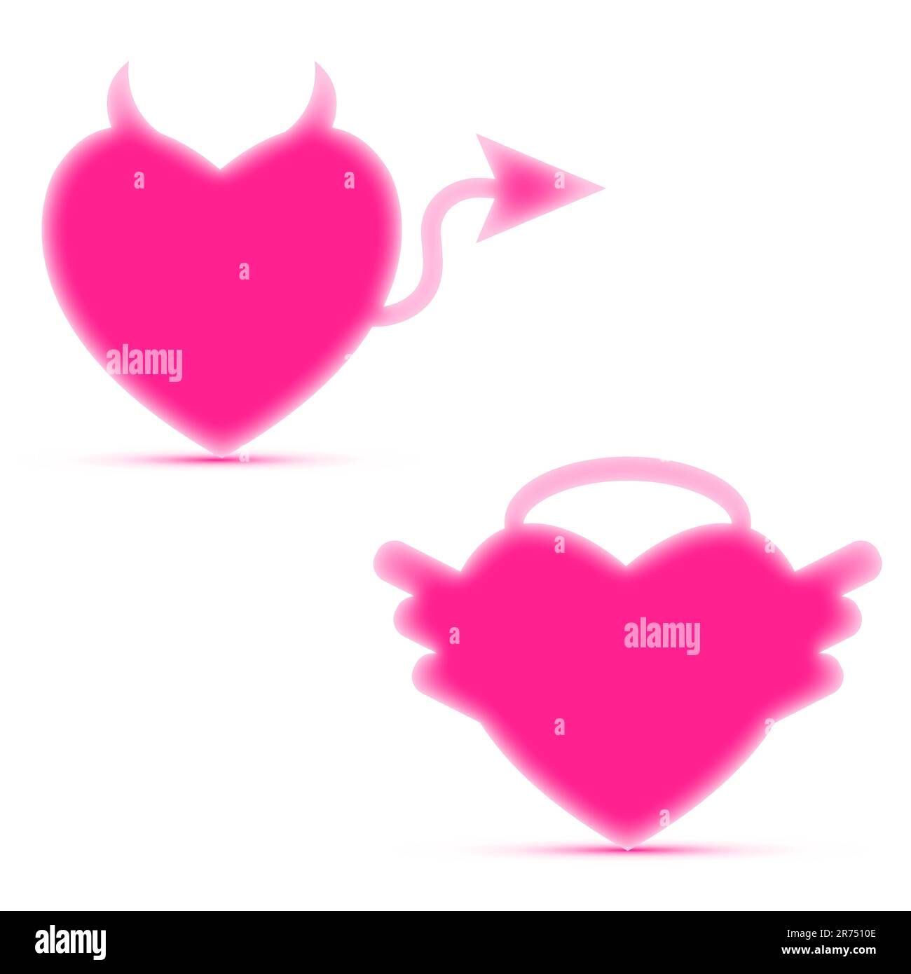 illustration of good and bad heart on white background Stock Vector ...