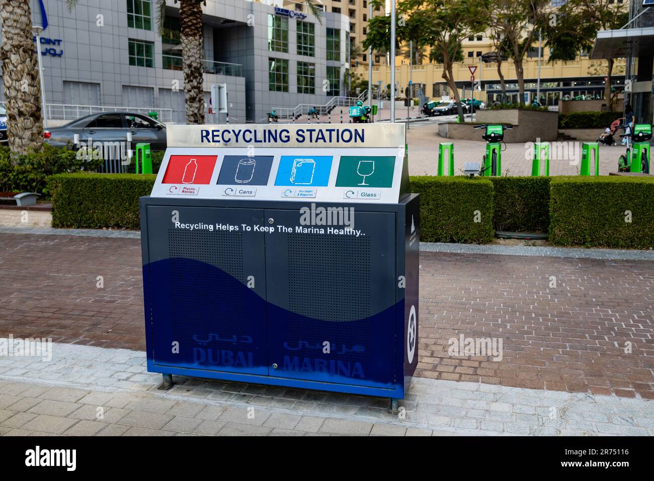 2023 May, 5, Dubai, United Arab Emirates. Marina area. Containers for ...