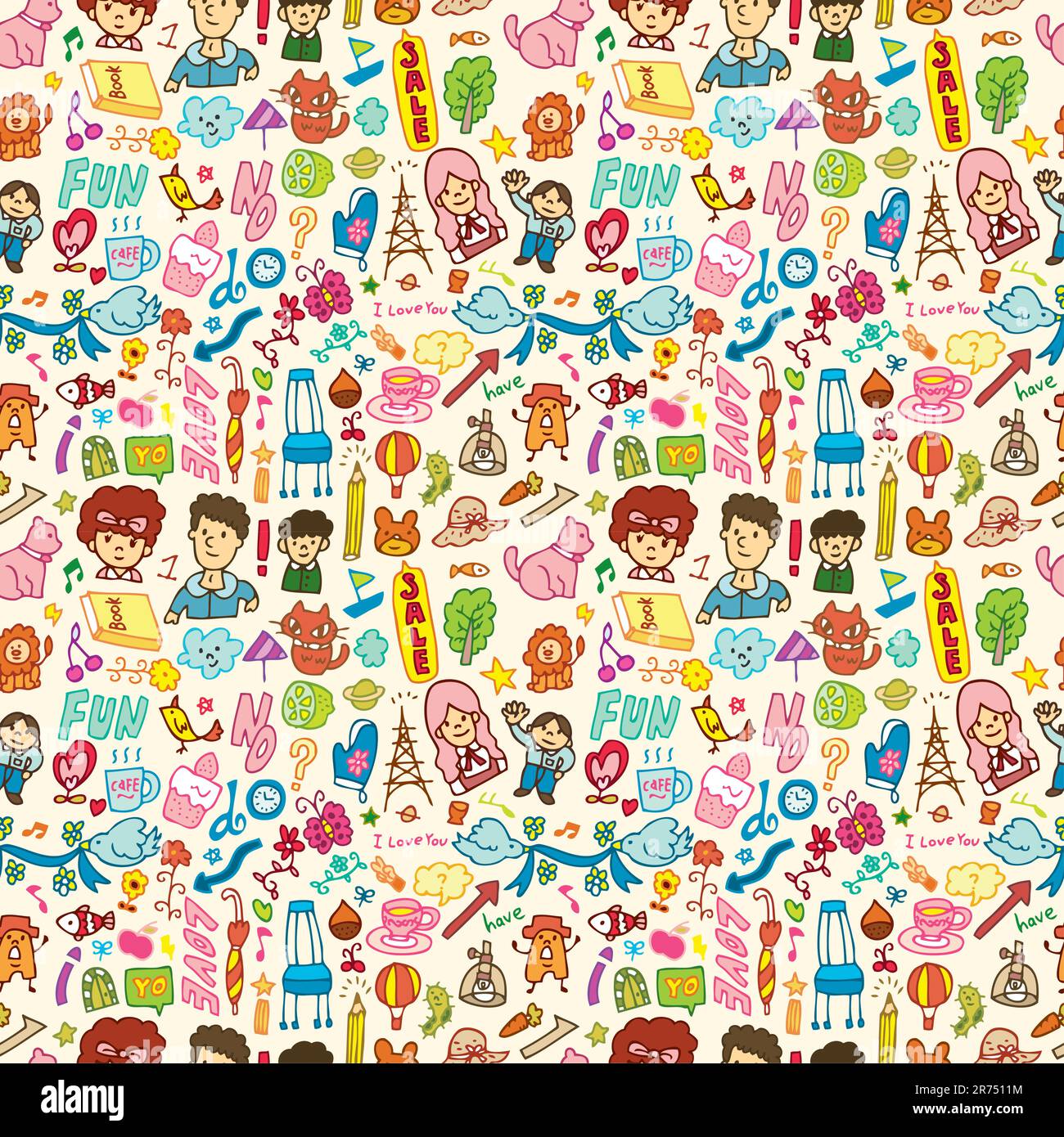 cute cartoon seamless pattern,vector illustration Stock Vector Image ...