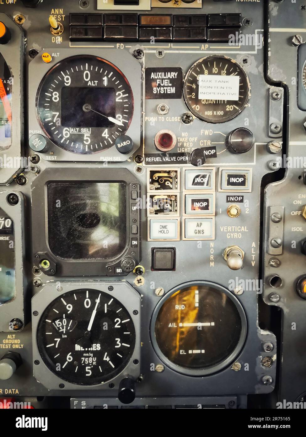 Close up shot of the control panel in a plane cockpit Stock Photo - Alamy
