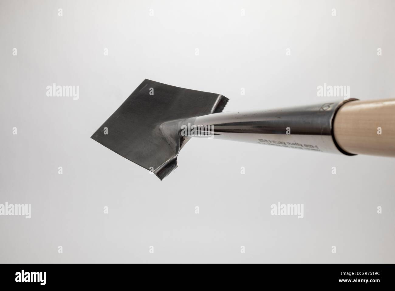 Stainless steel gardener spade, with handle, detail, white background ...
