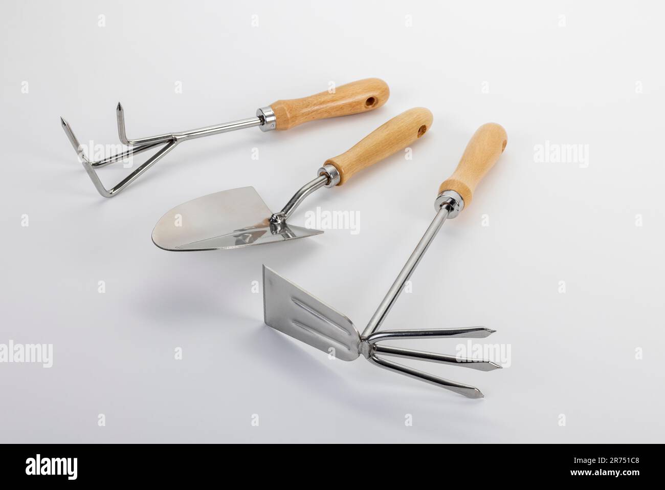 Double hoe, flower trowel, hand hoe with wooden handle, white ...