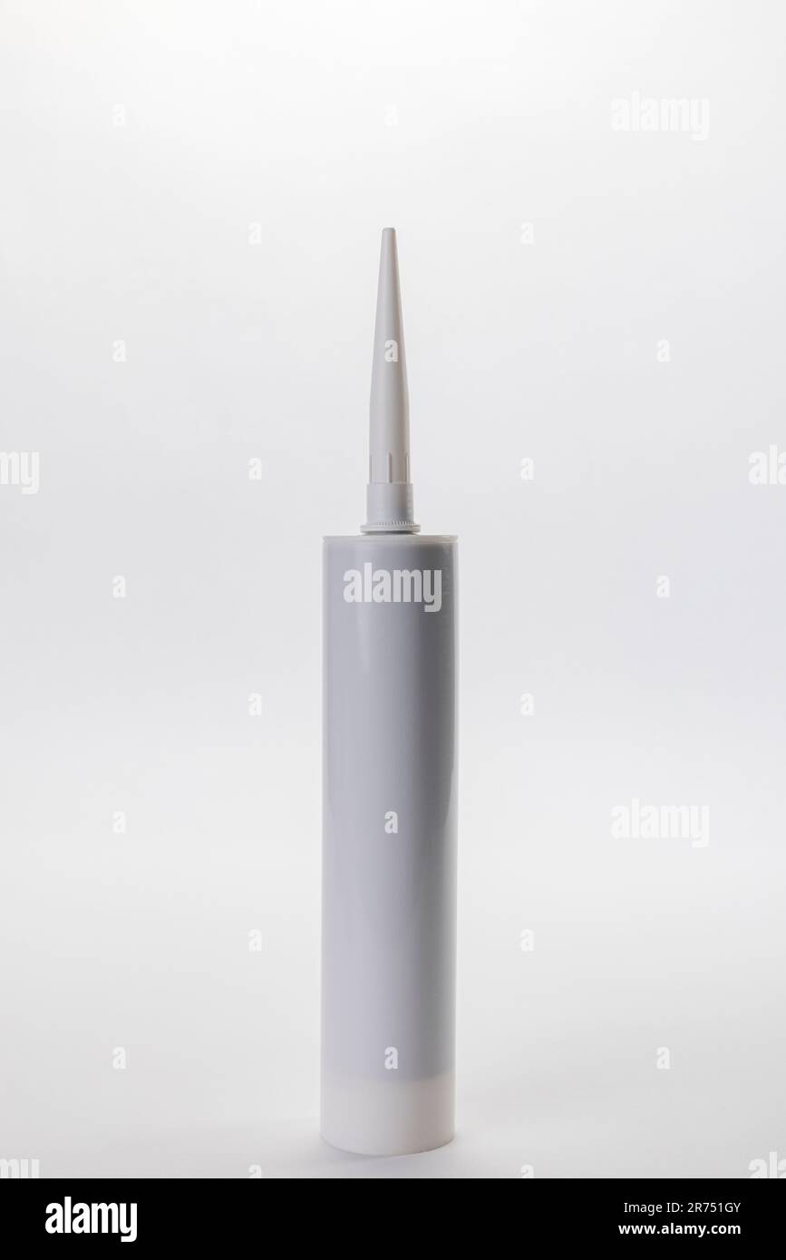 Silicone cartridge without label standing, white background Stock Photo ...