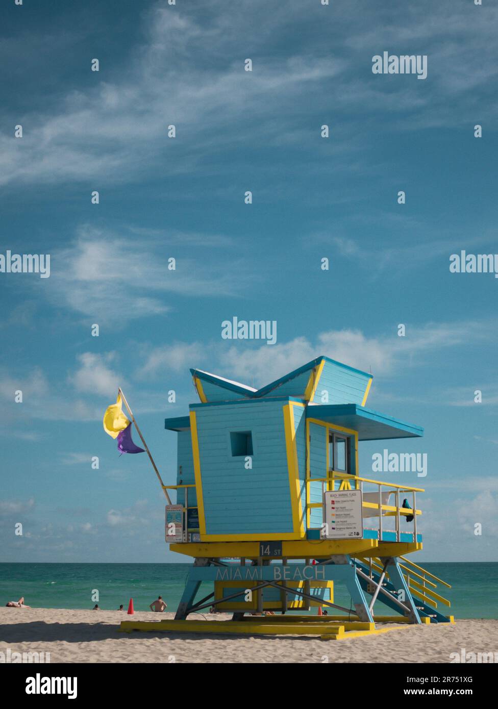 An illustrated lifeguard tower situated on a tropical beach near the ...