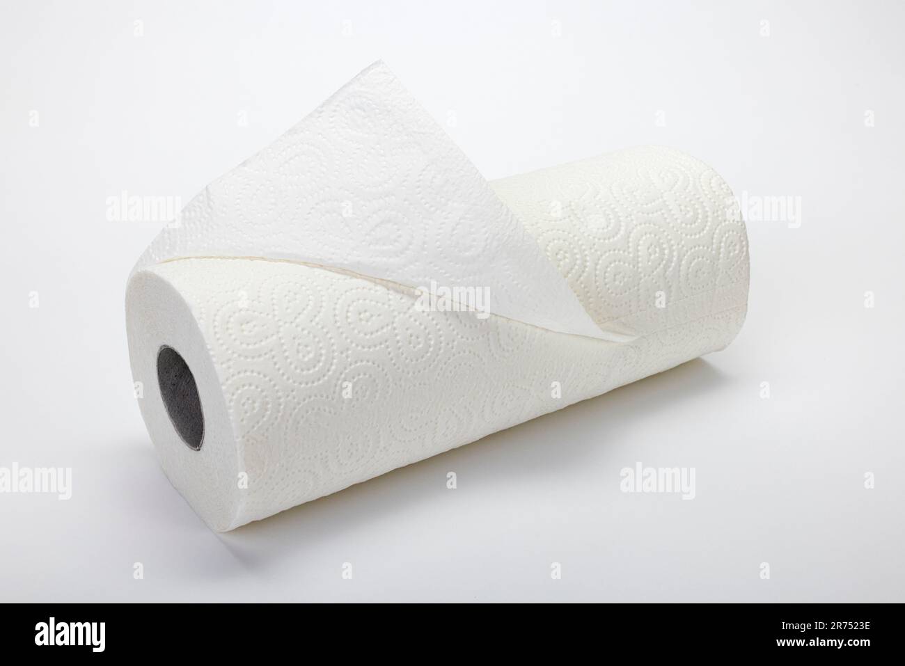 White kitchen roll, white background Stock Photo - Alamy
