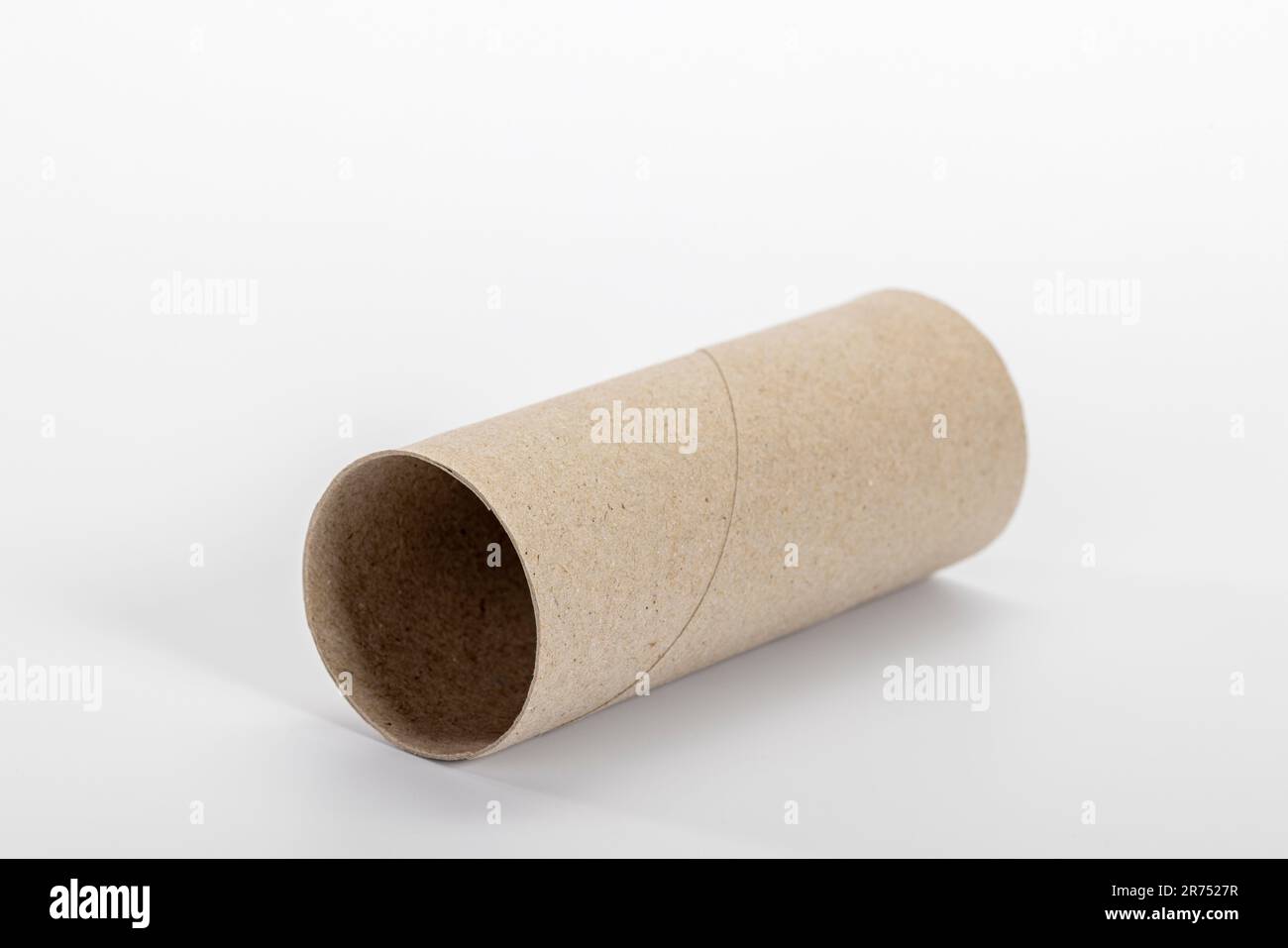 Empty toilet paper roll, white background Stock Photo - Alamy