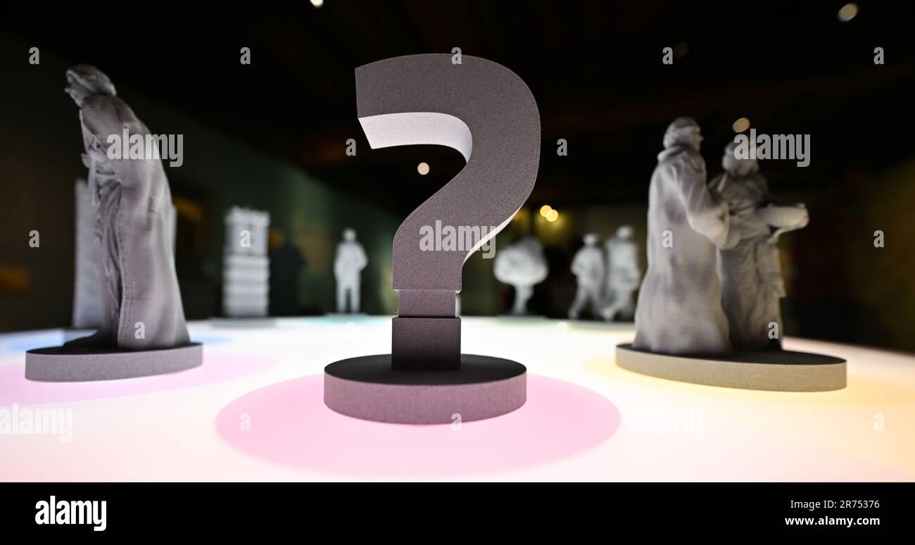 PRODUCTION - 12 June 2023, Thuringia, Eisenach: A question mark can be ...