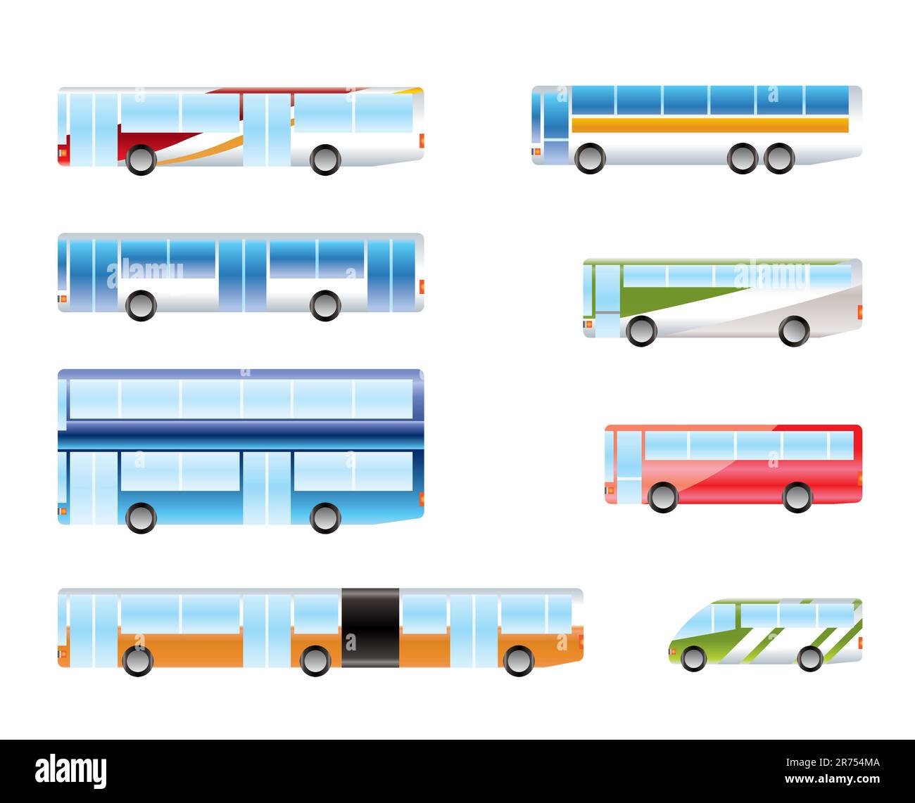 different types of bus icons - Vector icon set Stock Vector Image & Art ...